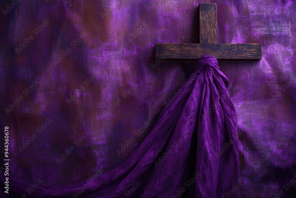 Lenten Cross: Purple Draped Symbol of Worship and Christianity for ...