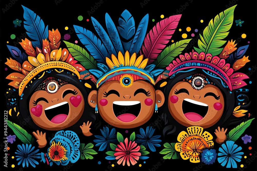 Sign languages and cultural celebration, illustrated with colorful ...