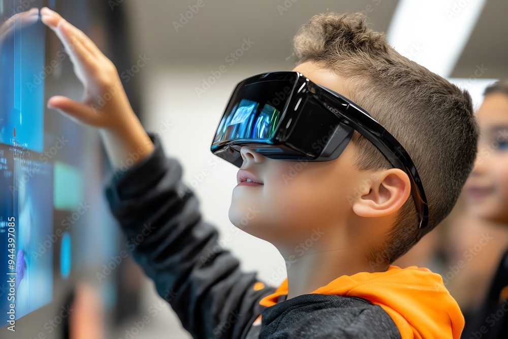 Sign languages in a digital classroom, captured in a photo of students ...
