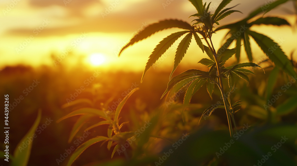 The last light of the day spills over a marijuana field, casting the ...