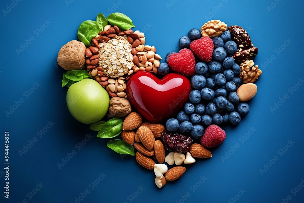 World Heart Day and the importance of nutrition, depicted in an ...
