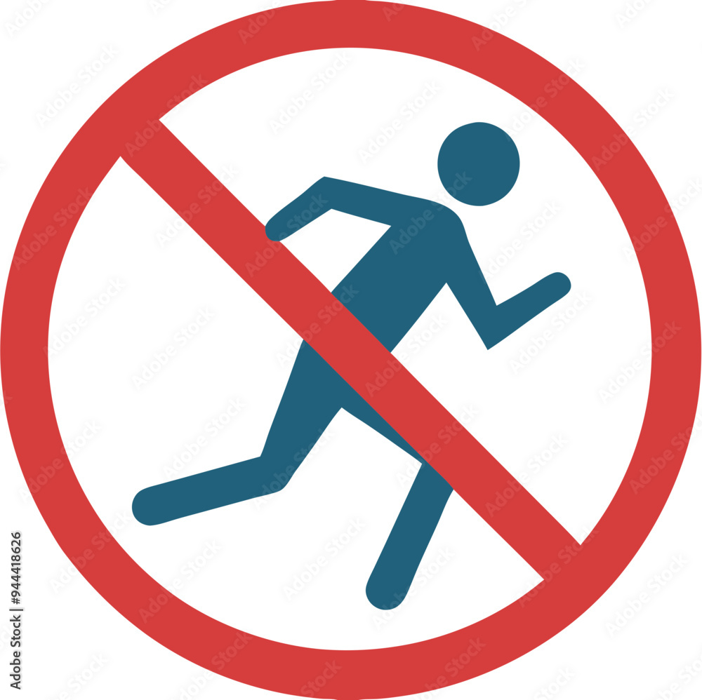 No Running Prohibited Sign Red Circle Cross Line Symbol Vector for ...