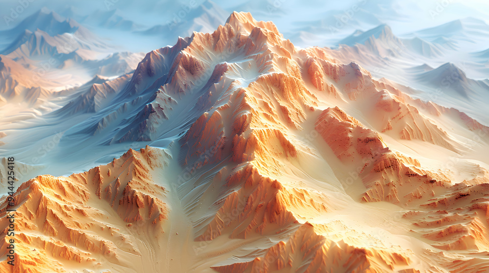 A desert where 2D shadows blend into 3D dunes, captured using aerial ...