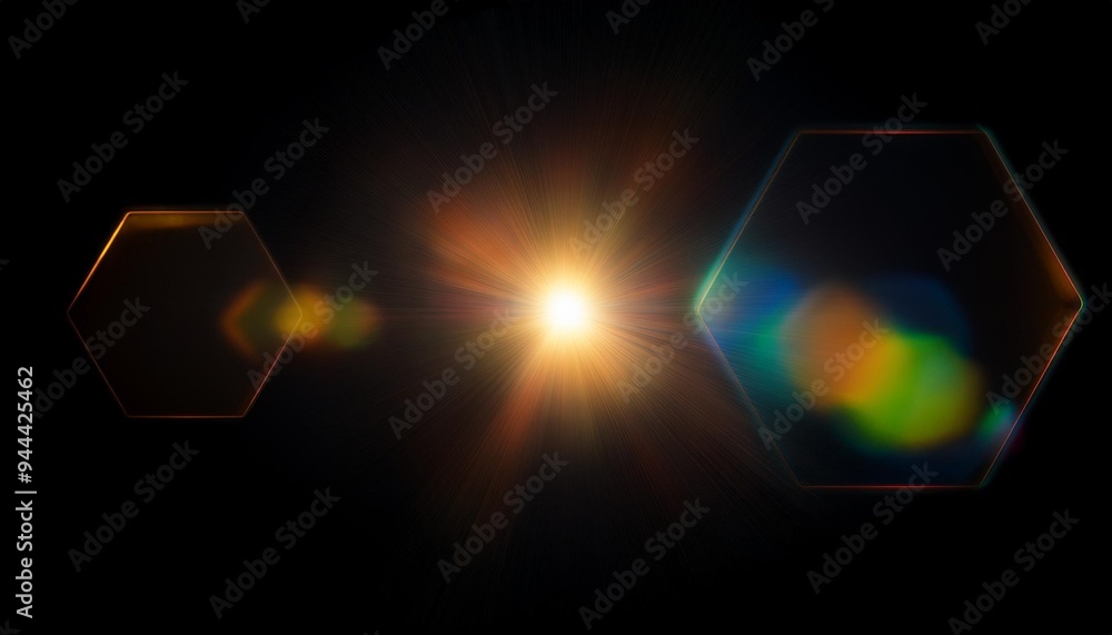 lens flare light over black background easy to add overlay or screen ...