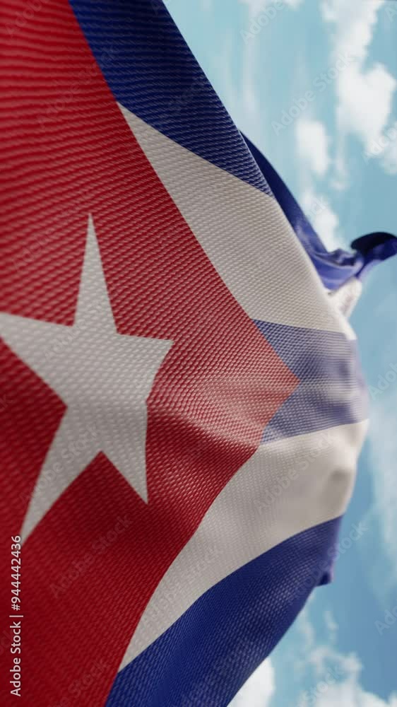 Wavy flag of Cuba blowing in the wind in slow motion. Waving colorful ...