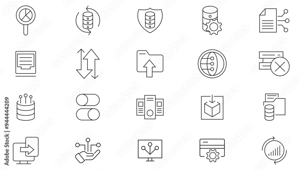 Database Line Icon Collection Data Management Documents Internet Business Web Host