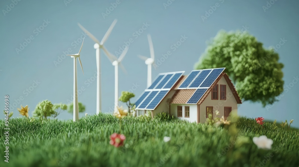 Concept of renewable energy, diagram of sustainable development ...