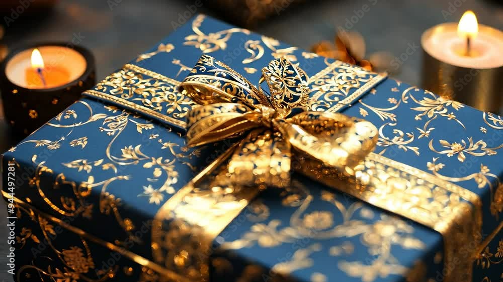 Vidéo Stock Diwali Deepavali, gift box and glowing candles. Happy ...