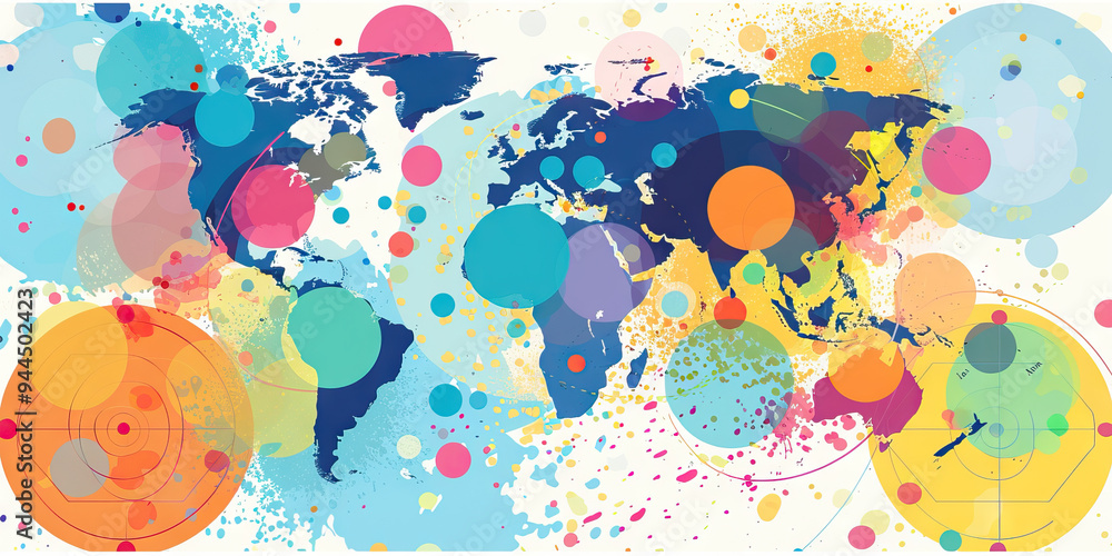 Product Sales by Region: A world map with color-coded circles ...