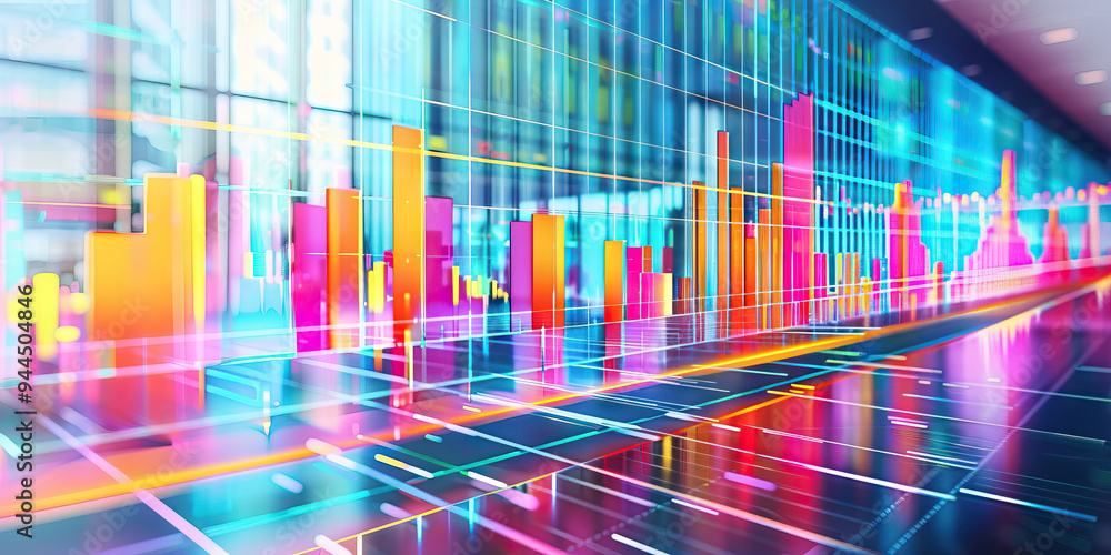 Bustling Bar Graphs: A vibrant display of sales figures, product lines ...