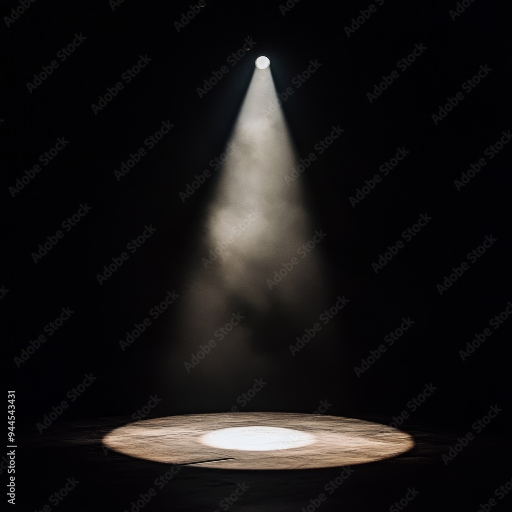 Soft spotlight illuminating a single point on stage, dark surroundings ...
