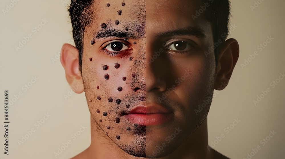 Visual Comparison of Smallpox and Monkeypox Skin Symptoms on Male Face ...