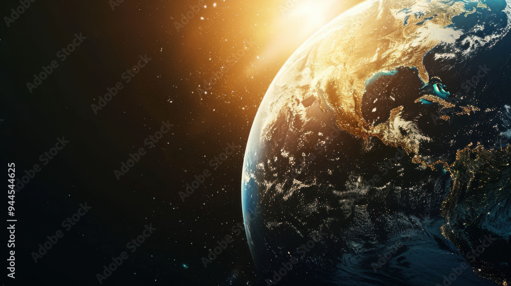 vibrant image of planets in outer space, closeup of one planet, highly ...