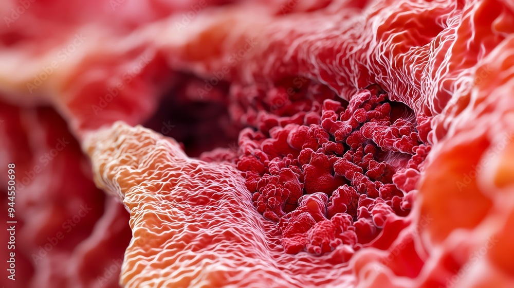 A detailed 3D model of a section of the intestines affected by Crohn s ...