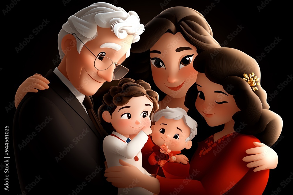 Hugging Day traditions passed through generations, depicted in an ...