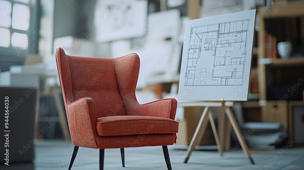 Interior design sketching drawing design development product plan draft ...