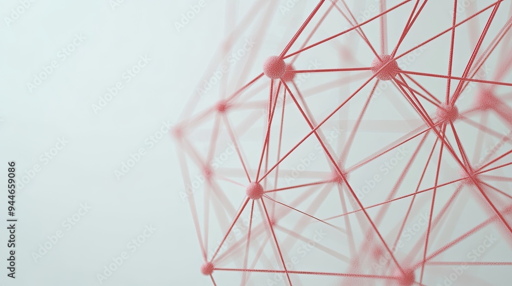 Abstract network structure with red lines and nodes, ideal for technology, science, and data ...
