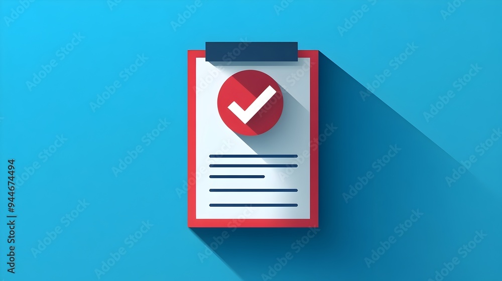 Completed Document Icon with Checkmark Signifying Approval and ...