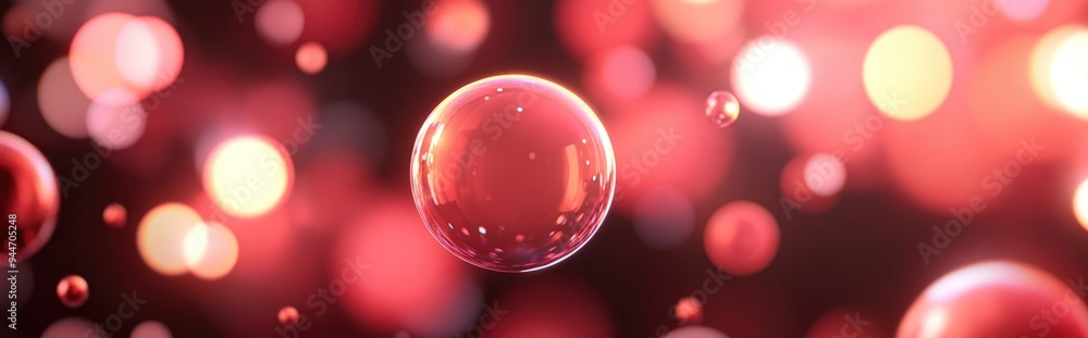 Red blurred glowing circles in a 3D cartoon rendering An abstract ...