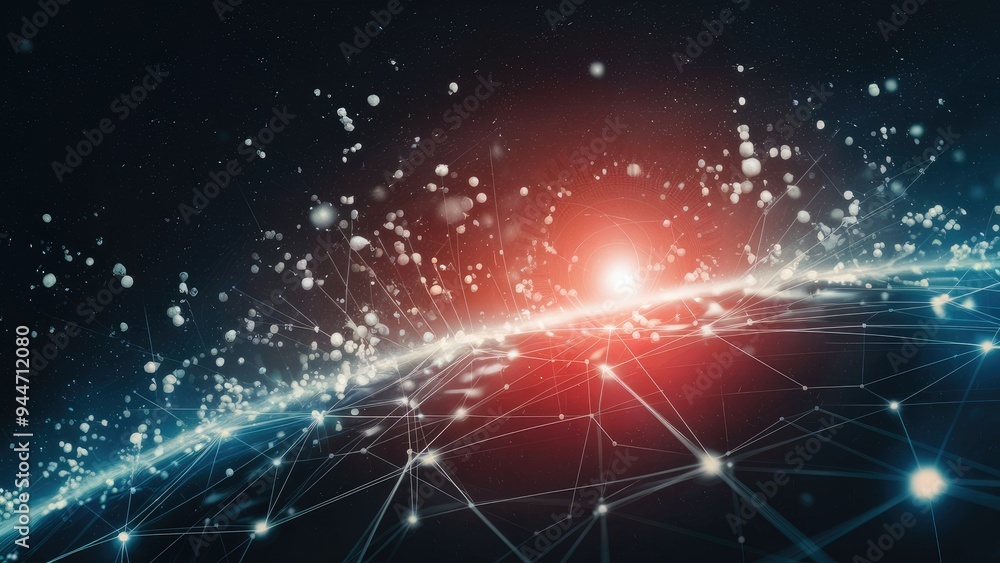 Futuristic abstract space background featuring light-colored particles ...