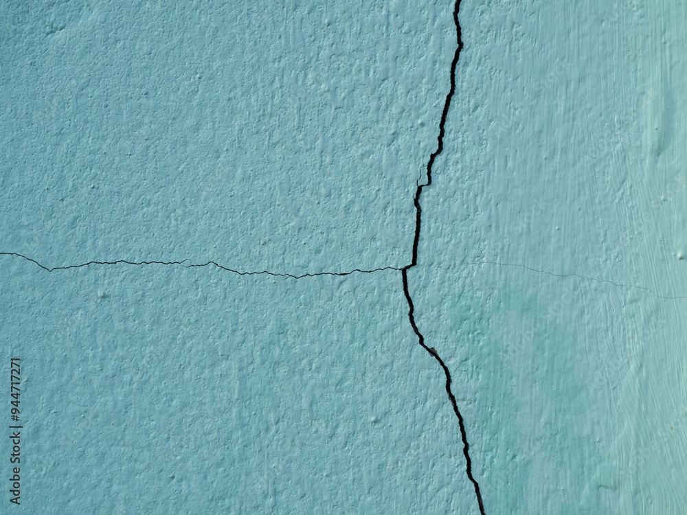 Cracked wall blue texture break ground plaster white grey background ...