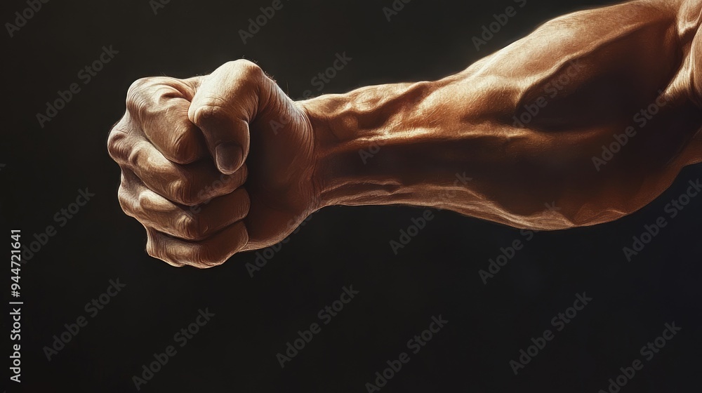 Biceps flexing in a dynamic pose Stock Illustration | Adobe Stock
