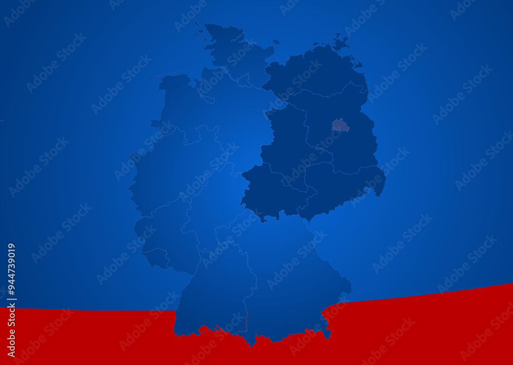 Blue and red background map of Germany with AFD party colors ...