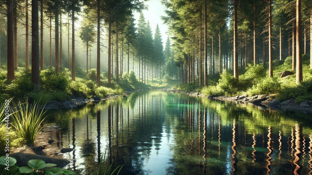Reflection in water lake water river nature landscape forest sky tree ...