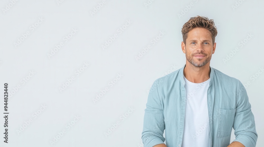 Product manager showcasing a groundbreaking product, white background ...