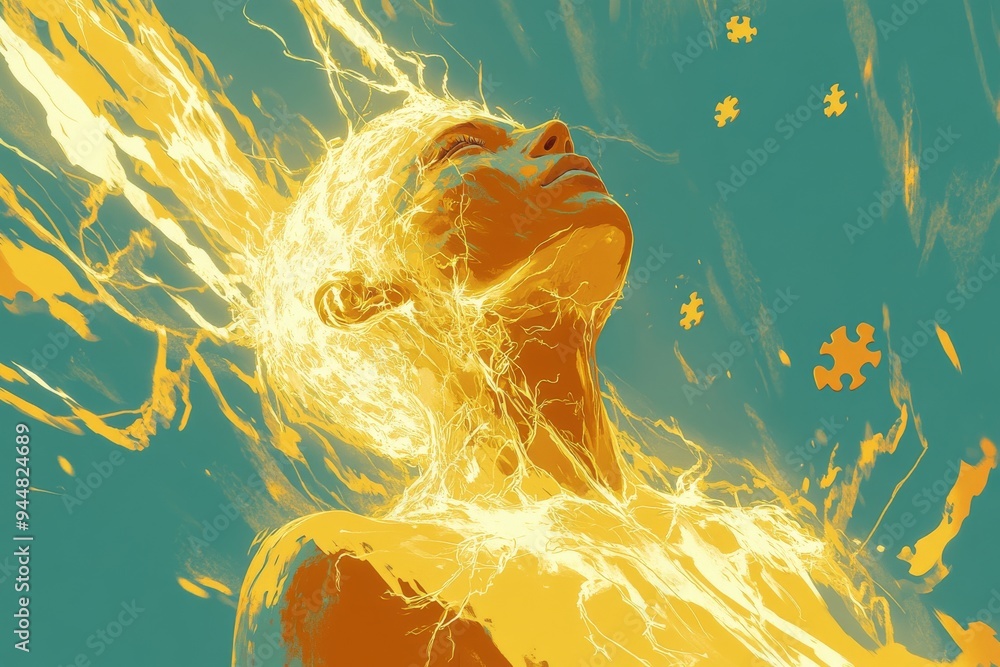 Ethereal figure illuminated by golden light symbolizing the power of ...