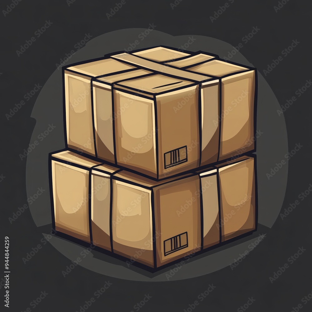 Stacked Cardboard Boxes: A pair of sturdy cardboard boxes, neatly ...