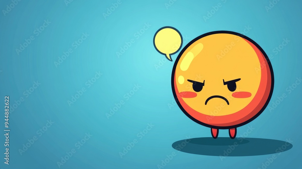 2D cartoon style illustration of a sad character emoji expressing pain ...