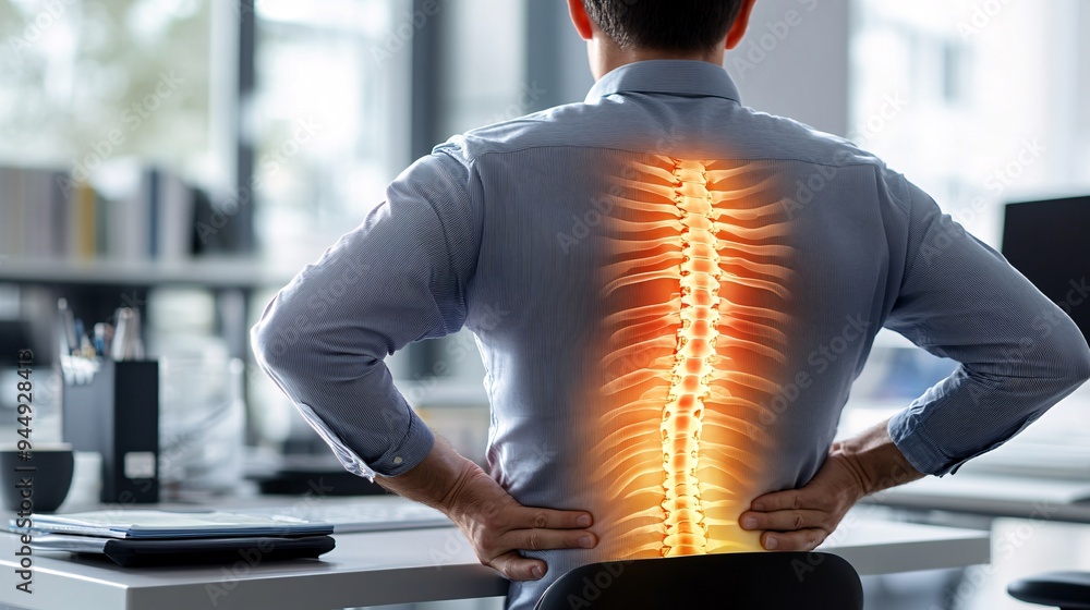 240805 247. a man having pain at lower back. lumbar spine discomfort ...