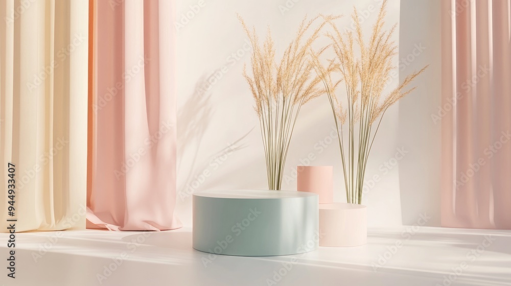 3D render of an abstract podium platform for product showcasing and ...