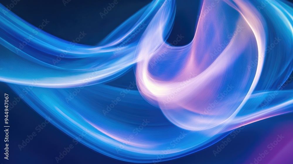 Curved blue abstract shape featuring a bright glow designed as a ...