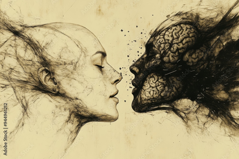 Profiles with brain storm visuals depicting the tempest of ideas and ...