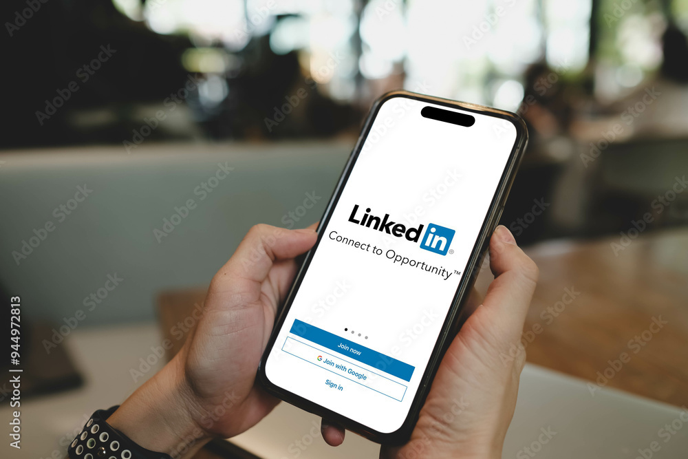 Bangkok. Thailand. Aug 29,2024 : A female touching iPhone 15 with ...