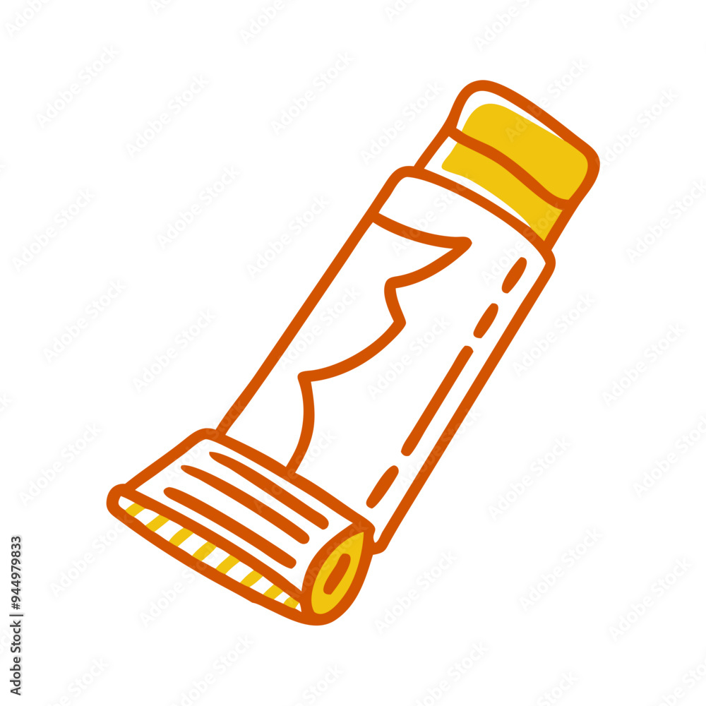 Squeezed Toothpaste Tube in Orange and Yellow Line Art Style for ...