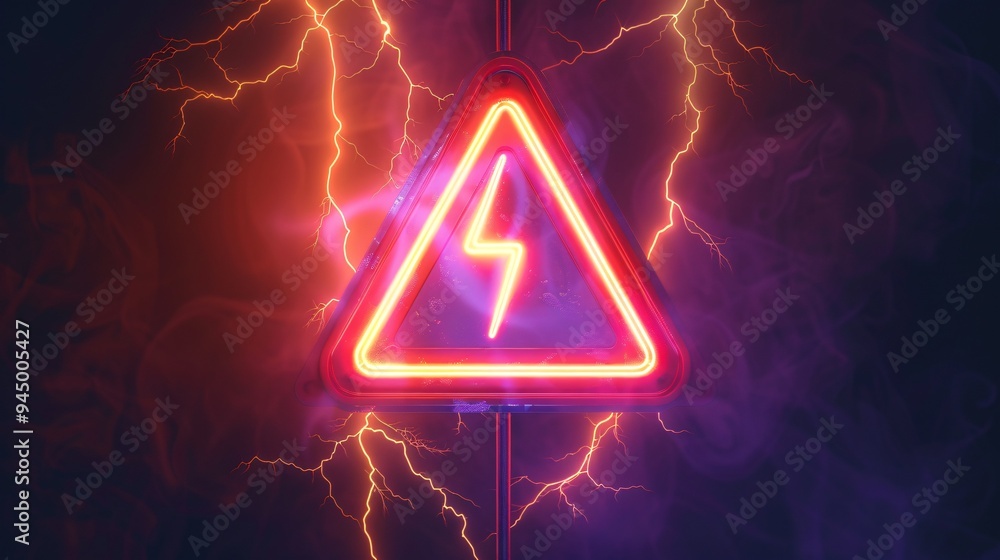 Electricity warning symbol with lightning bolt and electric warning ...