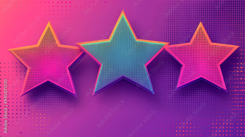 Colorful 3D Stars on a Purple Background - Perfect for Your Next Design ...