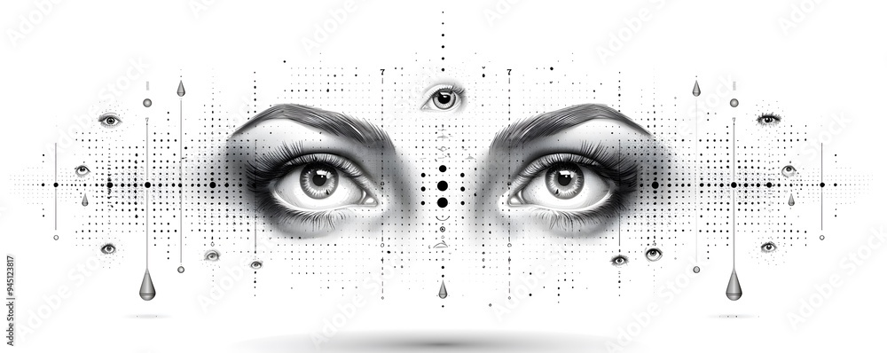 Morse code-style dots and dashes formed by alternating eye and mouth ...