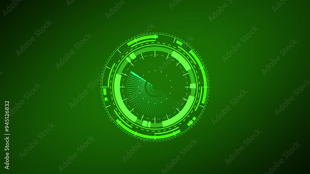 A looping animation blank heads-up display HUD radar sweep. A radar ...