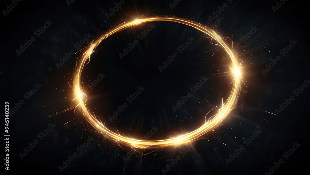 A radiant solar flare with concentric circles of light on a dark ...