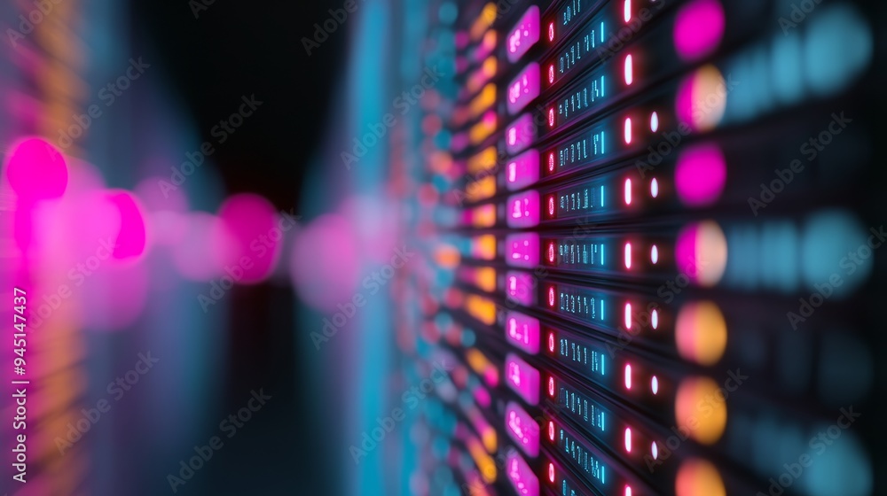 glowing matrix of secure network nodes and encrypted data streams Stock ...