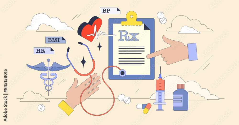 Medical abbreviation for prescription writing tiny neubrutalism hands ...