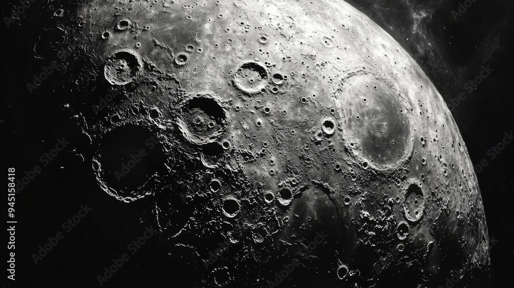 Photographic study of lunar phases, detailed textures and sharp shadows ...