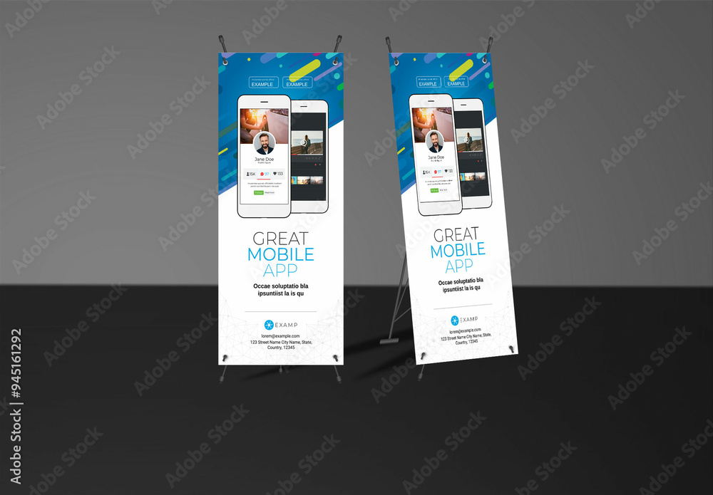 Great Mobile App Rollup Signage Stock Template | Adobe Stock