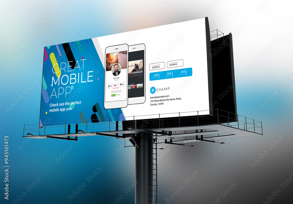 Great Mobile App Billboard Signage Stock Template | Adobe Stock