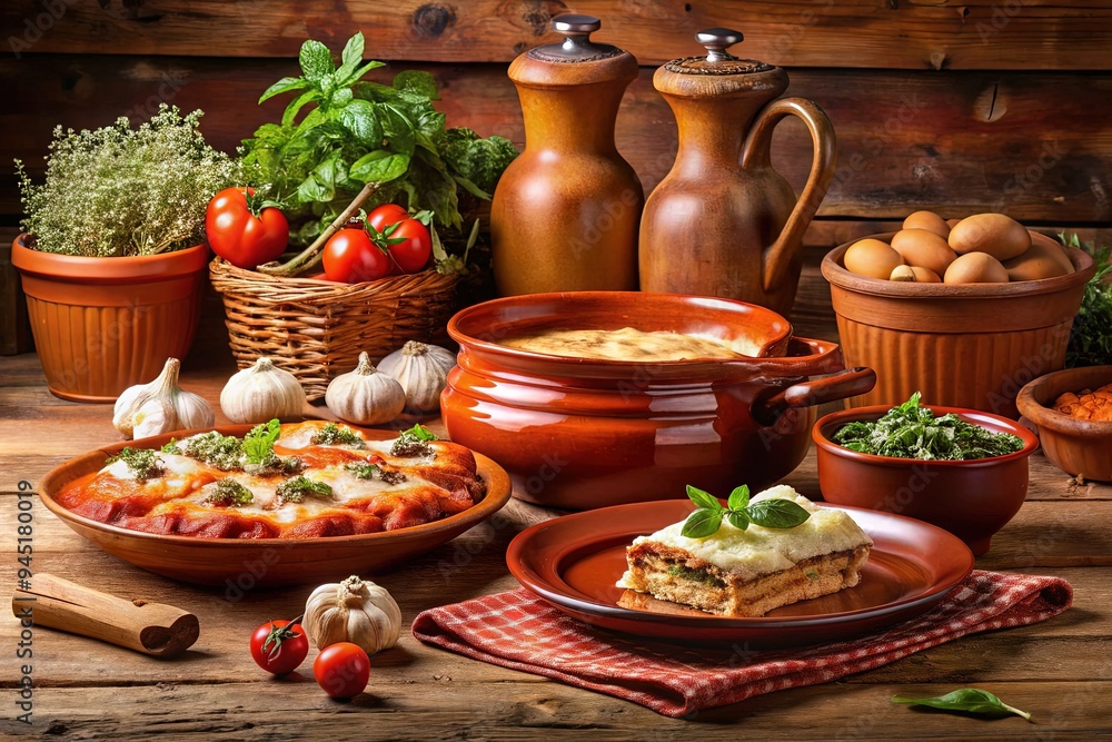 authentic traditional Italian nonna's kitchen terra cotta pottery rich ...