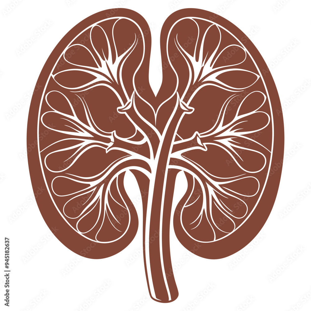 Vector human kidney and cross section of the kidney, blood suppl Stock ...